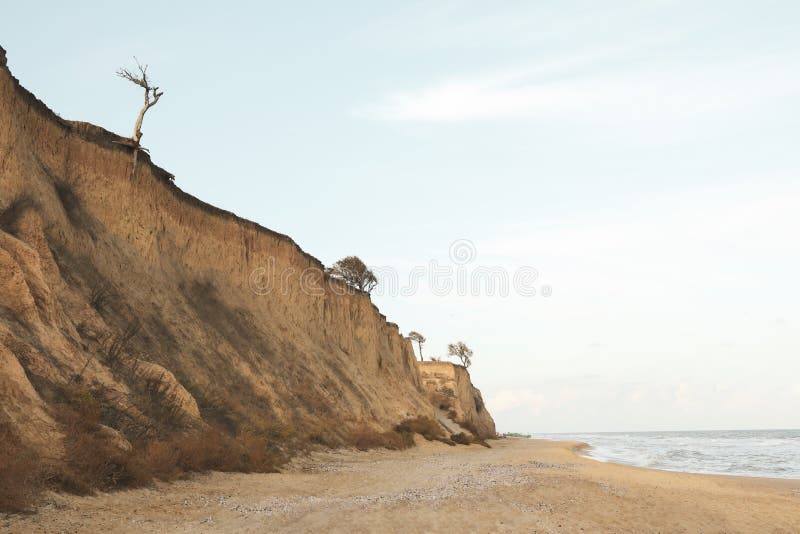 Clay Slopes Formed by Blue Clay Weathering and Erosion by Sea at Fomm ...