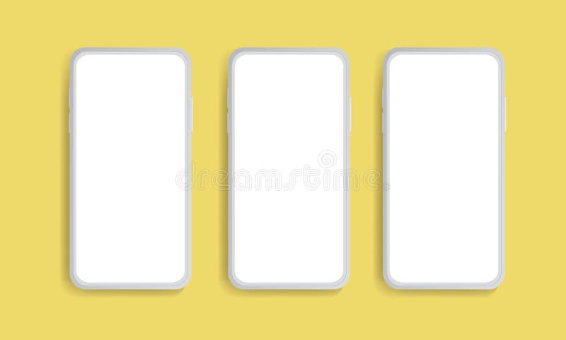 Clay Smartphone Style Three Set Blank Device Mockup Template Realistic ...