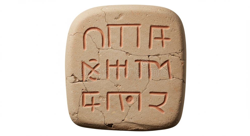 A Clay Tablet Featuring Engraved Symbols Resembling Ancient Script. the ...