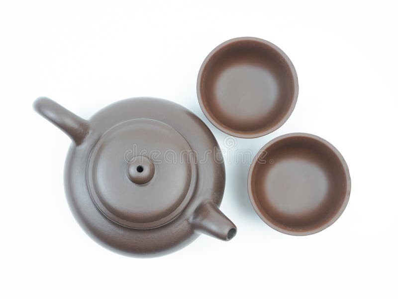 Clay Teapot and Cups Arranged for Tea Ceremony Stock Photo - Image of ...