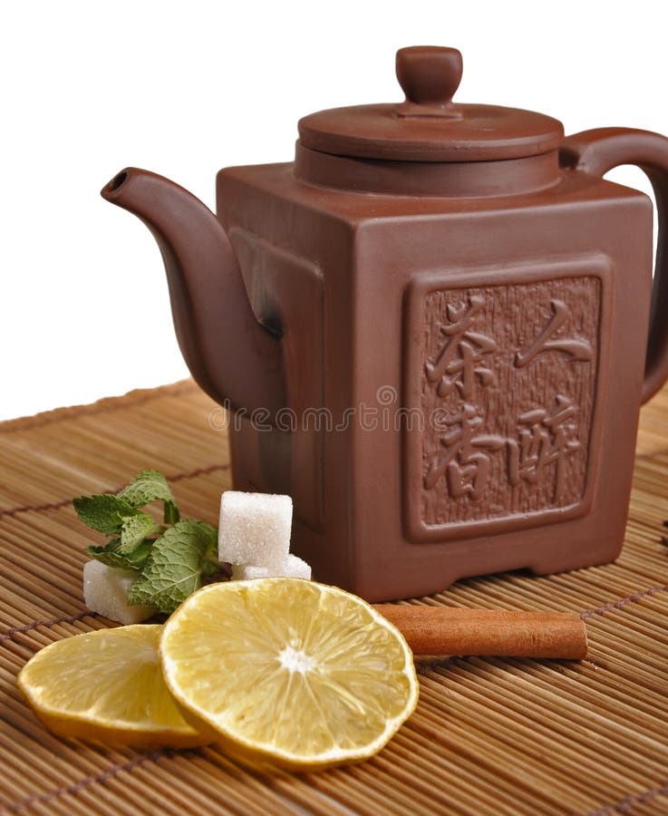 Clay teapot, macro stock photo. Image of clay, asian - 34770988