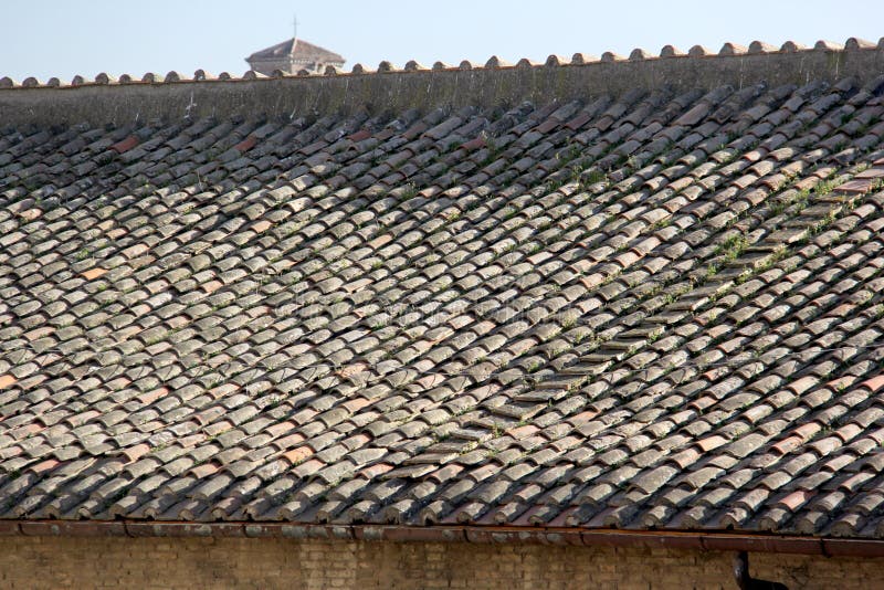 Clay Tile Roof Shingles from Top View Stock Photo - Image of design ...