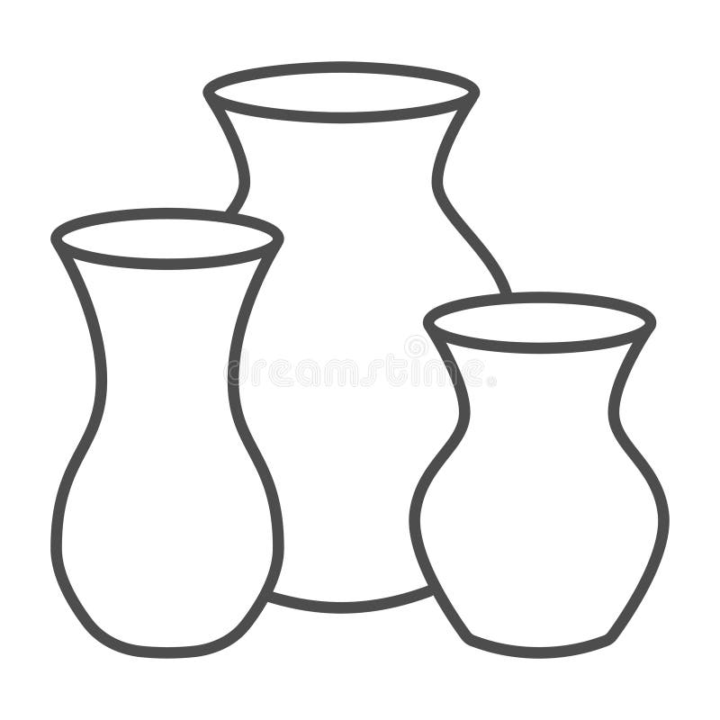 Clay Vases Thin Line Icon, Pottery Making Concept. Vector Graphics ...