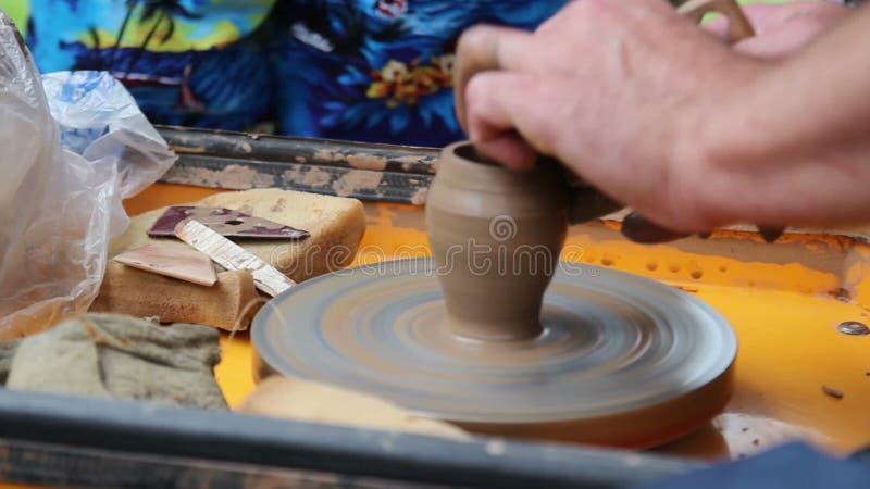 The Clay Vessel Created Via the Electric Potter Machine by Hand. Stock ...
