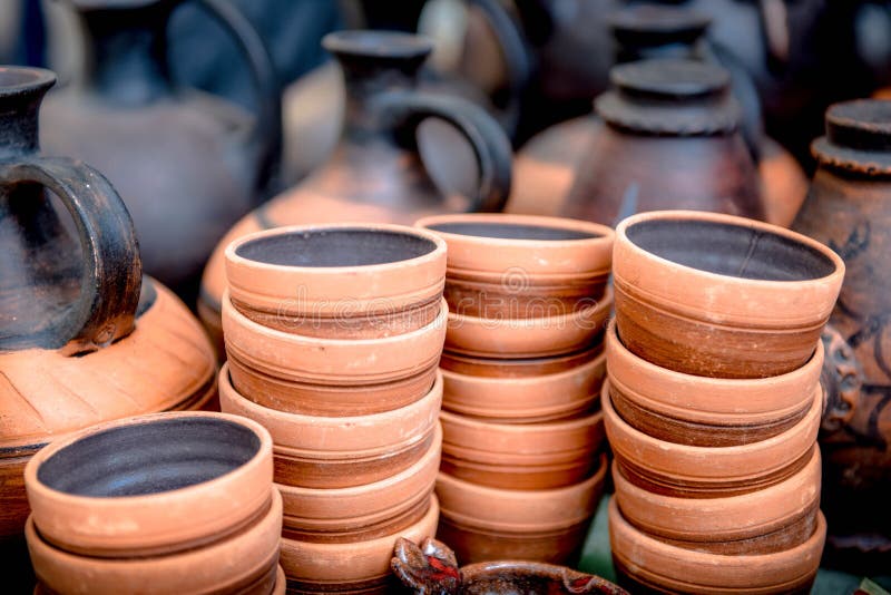 Clay Ware for Sale, Clay Cookware on Sale Stock Photo - Image of ...