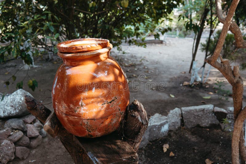 Clay Water Jug. Clay Jug Handmade Isolated. Traditional Pitcher Stock ...