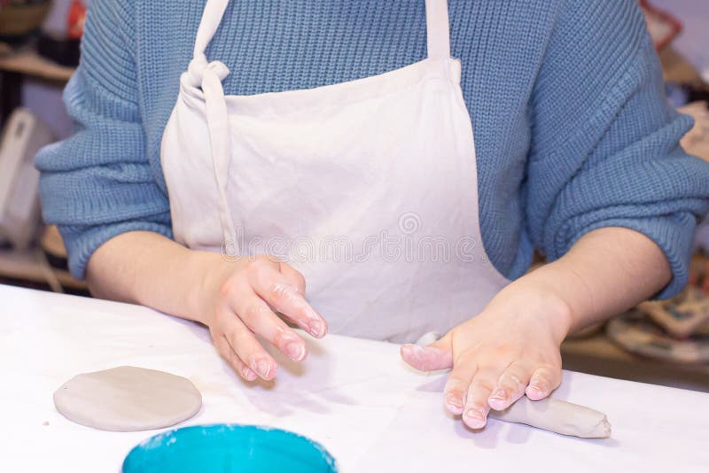 Clay Workshop Girl Working with Clay Stock Photo - Image of creative ...