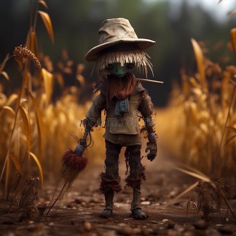 Scarecrow Character Standing in a Field. Stock Illustration ...
