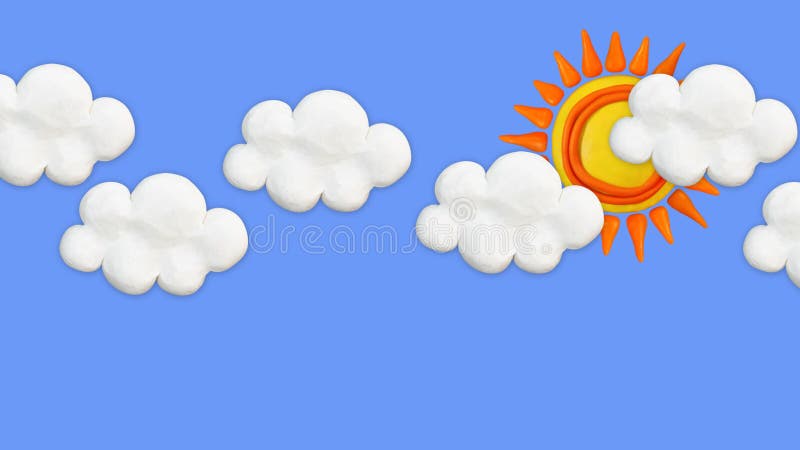 Claymation Sun and Clouds stock video. Video of white - 113026165