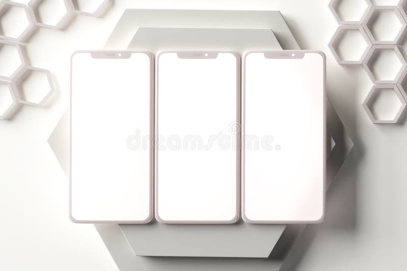 Clayphone Mockup with Podium and Hexagons Design Ui Ux Screen ...