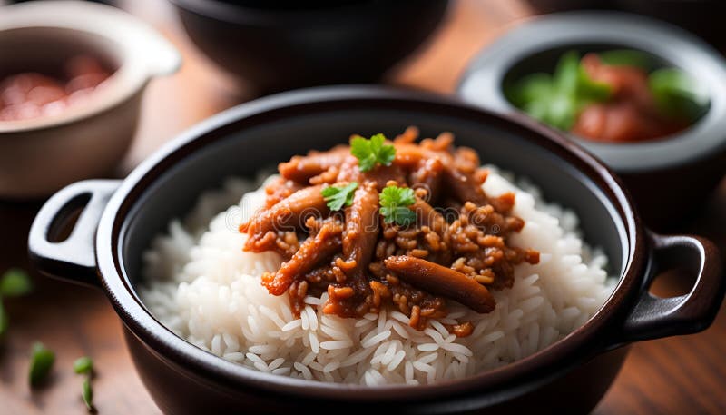 Claypot rice on the table stock illustration. Illustration of meal ...