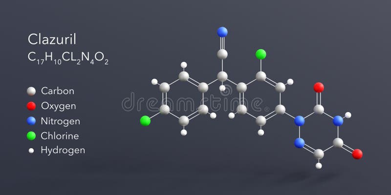 Clazuril Molecule 3d Rendering, Flat Molecular Structure with Chemical ...