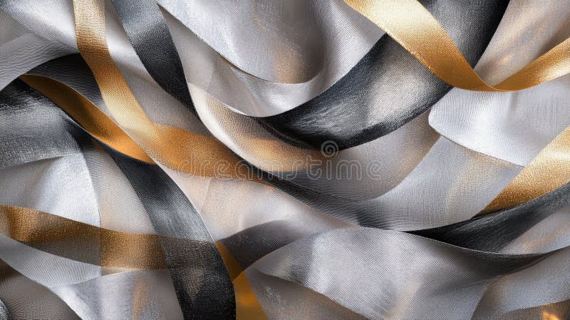 A Clean Abstract Design of Metallic Ribbons Intertwining on a Soft ...