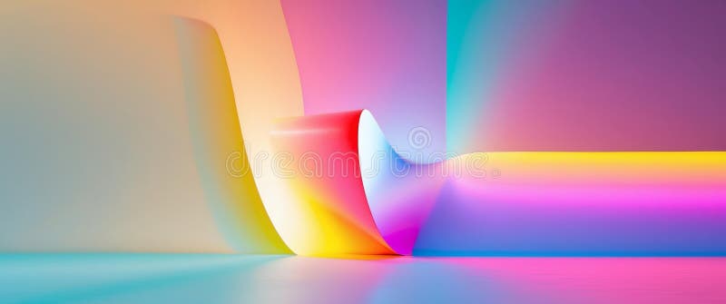 Abstract Gradient Ribbon with a Curled Edge and Pastel Colors, Smooth ...
