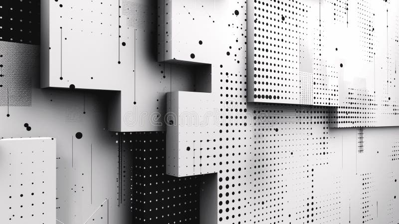 Clean, Abstract Patterns in a Monochrome Palette. Stock Illustration ...