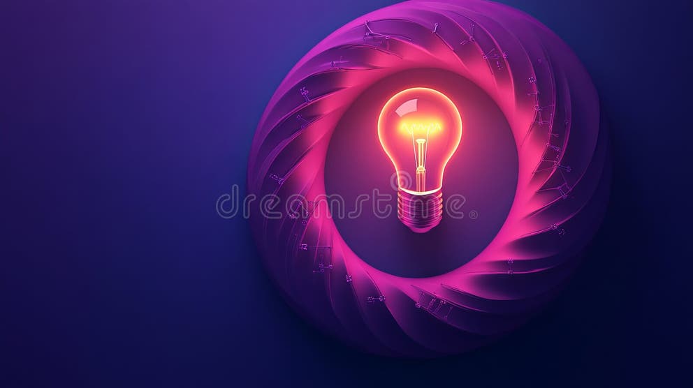 A Clean, Abstract Spiral Representing Data Flow and New Idea, Starting with a Glowing Lightbulb ...