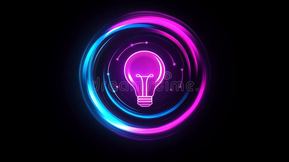 A Clean, Abstract Spiral Representing Data Flow and New Idea, Starting with a Glowing Lightbulb ...