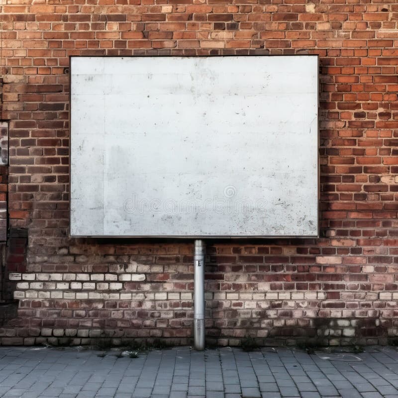Clean Advertising Billboard on Brick Wall in the City . Stock ...