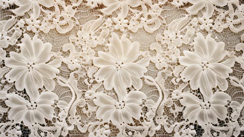 Clean and Aesthetic Spanish Lace with Embroidered White Flowers Stock ...