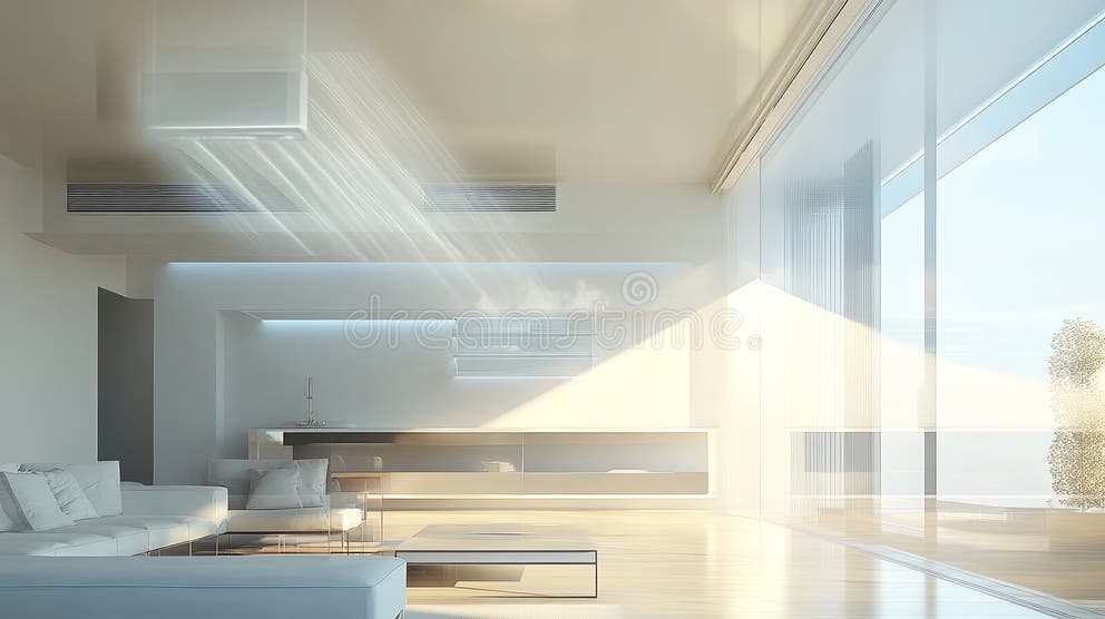 Clean Air Flow Visualized Over Interior. Stock Illustration ...
