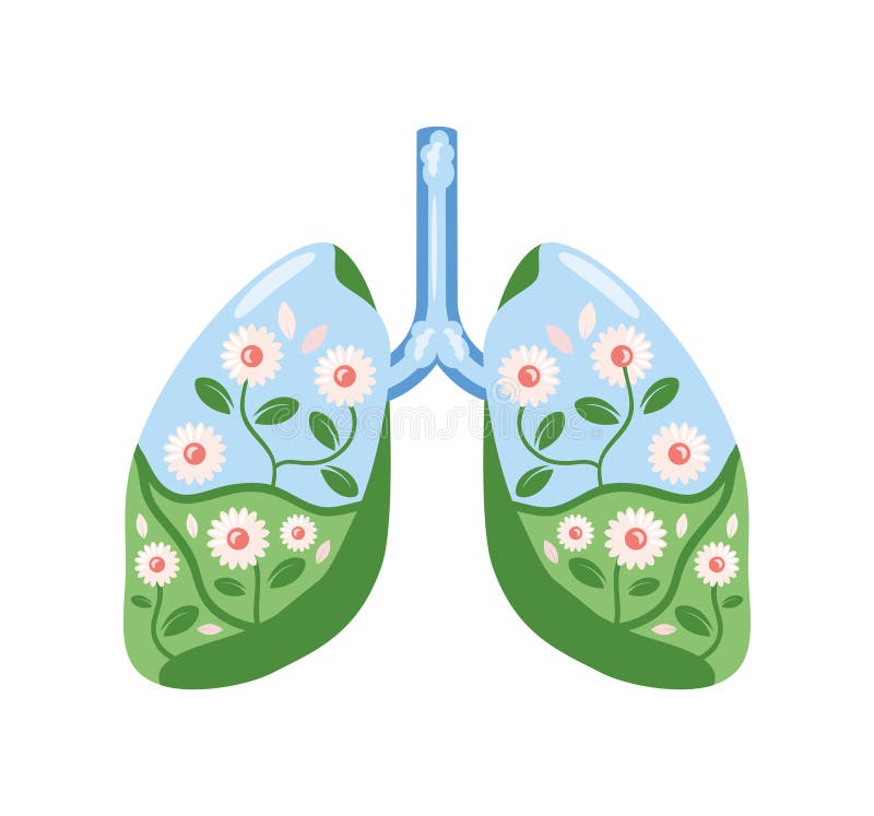 Clean Air Lungs with Flowers and Leaves Stock Illustration ...