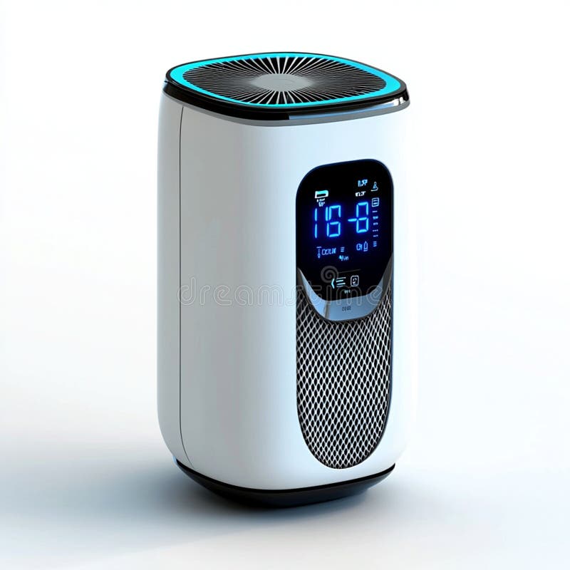 Modern Air Purifier Digital Display Clean Home Device Blue Fresh White ...