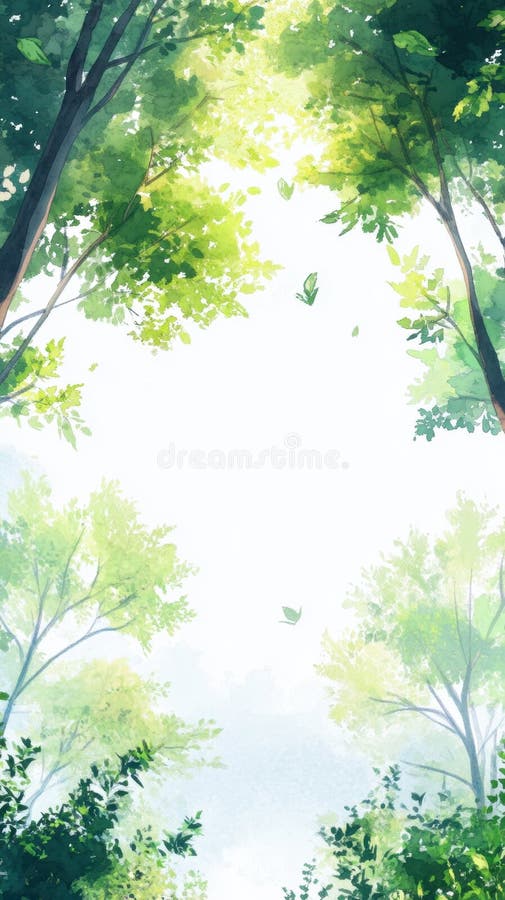 Clean Air Month Sunlit Canopy: Lush Greenery and Tall Trees Framing a ...