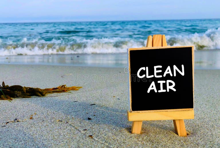 Clean air sign board stock image. Image of beach, wood - 194620827