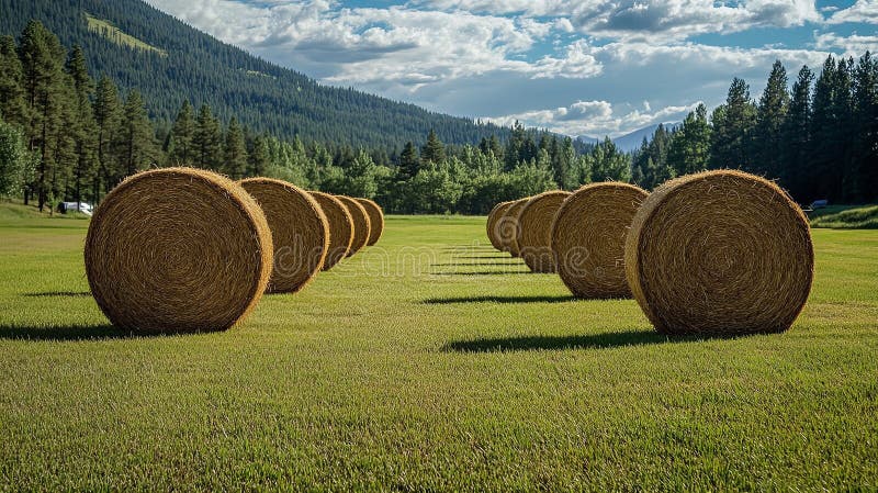 A Clean Archery Range with Hay Bale Targets Set Up in a Grassy Field ...