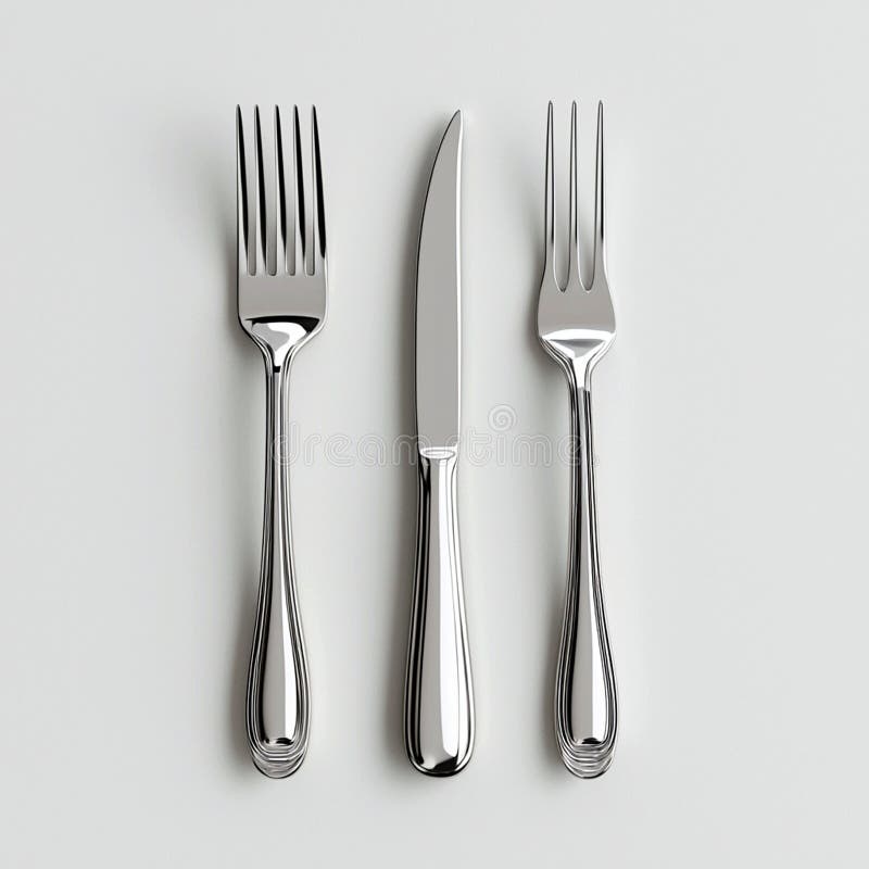 Silverware Flatware Set Knife Forks Elegant Dining Cutlery Isolated on ...