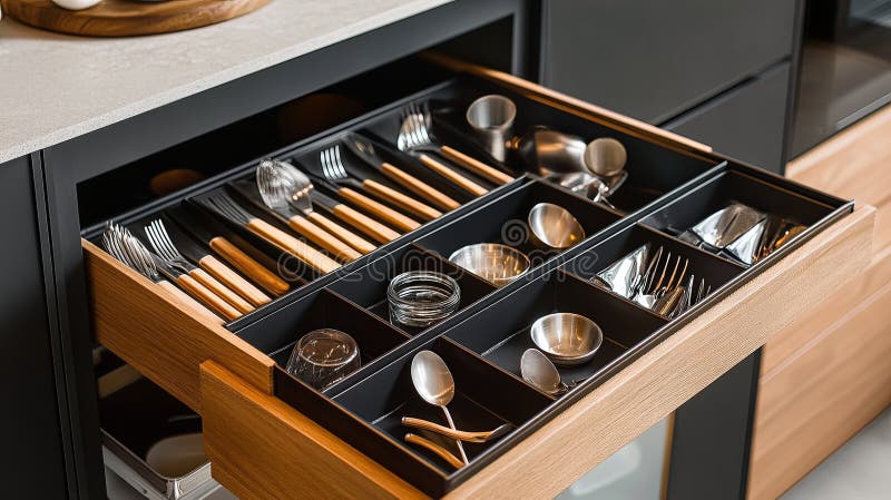 A Clean Arrangement of Modular Kitchen Storage Units Styled with Sleek ...