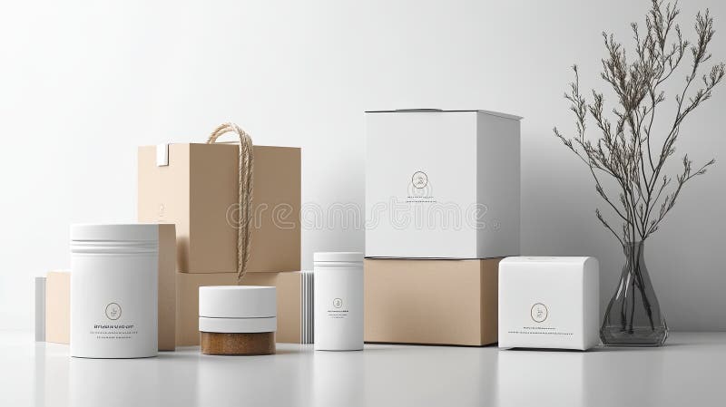 A Clean Arrangement of Packaging Boxes Styled with Sleek Logos and ...