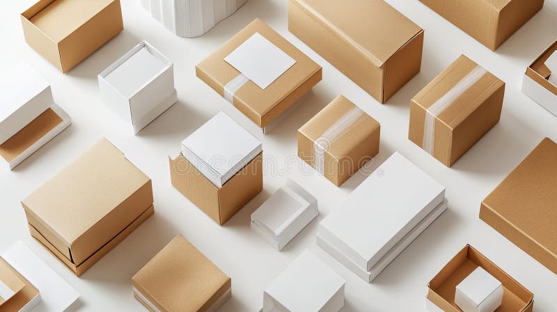 A Clean Arrangement of Packaging Boxes Styled with Sleek Logos and ...