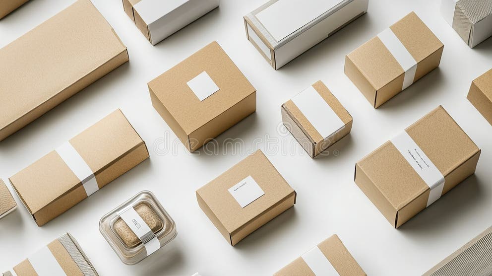 A Clean Arrangement of Packaging Boxes Styled with Sleek Logos and ...