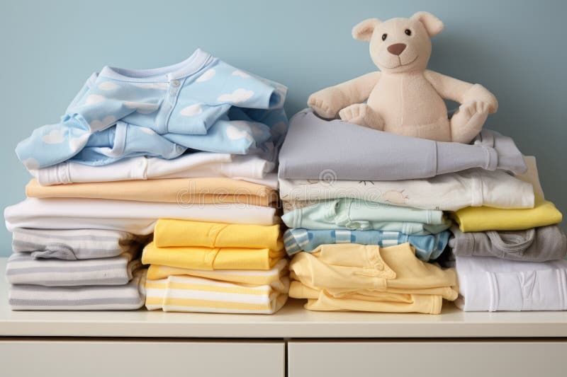 Clean Baby Clothes Folded beside Changing Area Stock Photo - Image of ...
