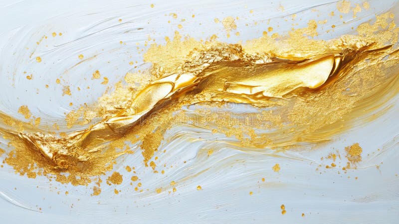 A Clean Background with a Close-up of a Dynamic Gold Paint Splash ...