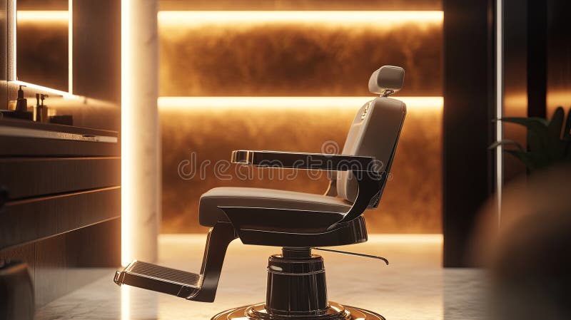 A Clean Barber Chair Styled in a Sleek Shop Setting with Subtle Light ...