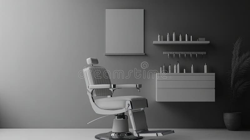 A Clean Barber Shop Chair Styled in a Minimalist Setup with Visible ...