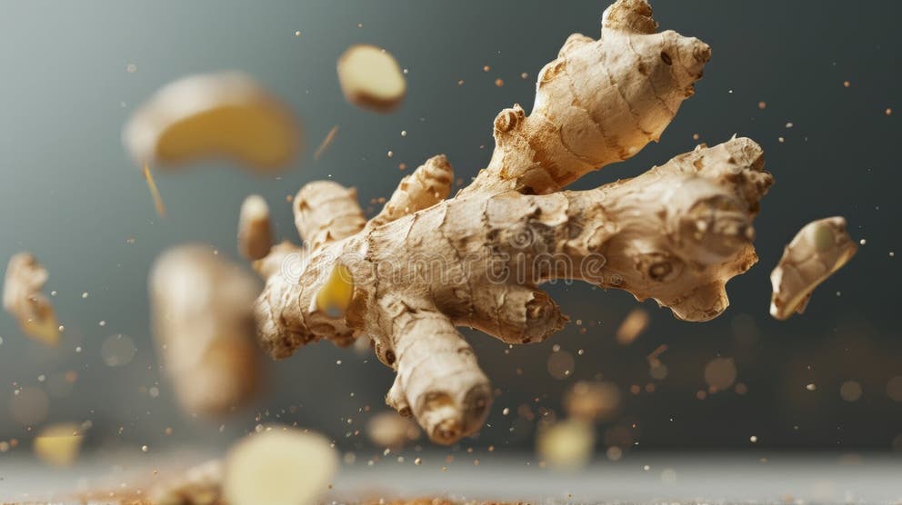 Clean and Basic Shot of a Spinning Piece of Ginger Stock Illustration ...