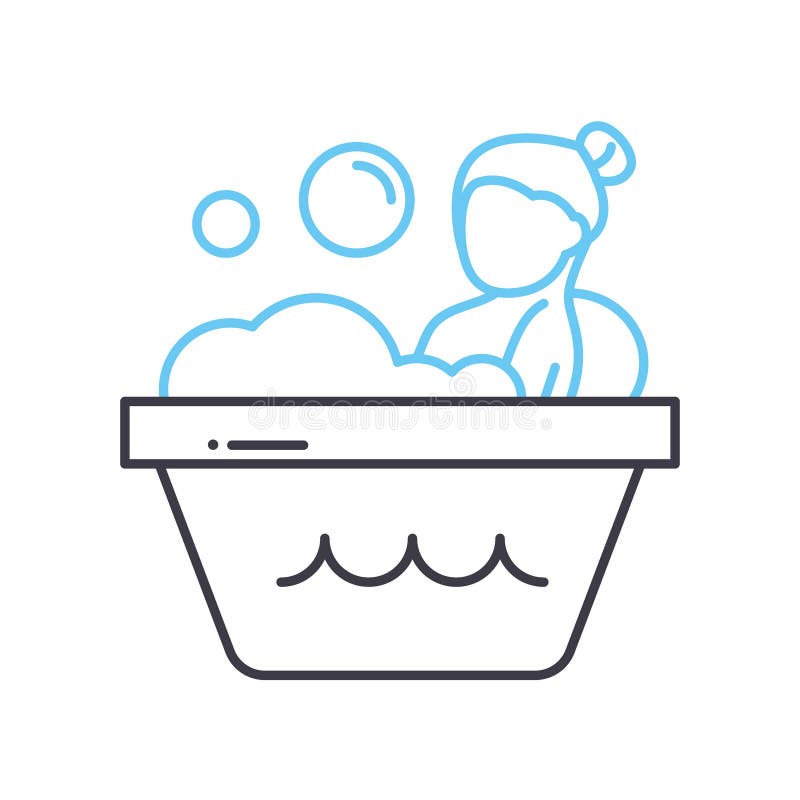 Clean Bath Line Icon, Outline Symbol, Vector Illustration, Concept Sign ...