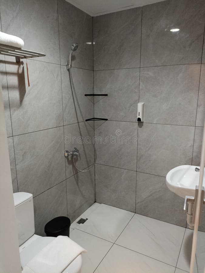 Clean Bathroom Ready for Take a Shower Stock Photo - Image of shower ...