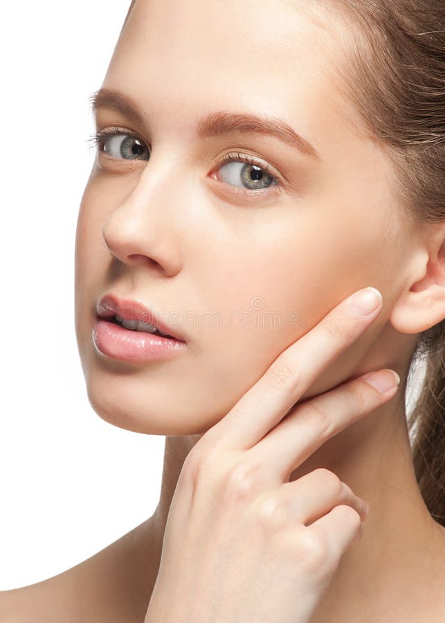Young Woman with Clean Healthy Skin on Face Stock Image - Image of ...