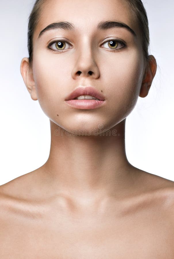 Frontal Closeup Clean Beauty Portrait of a Blond Stock Photo - Image of ...