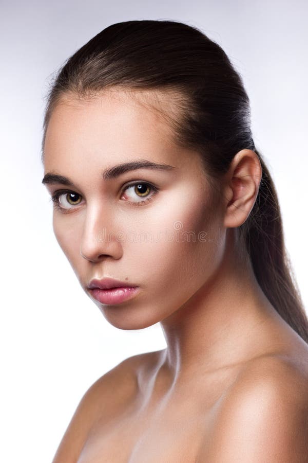 Clean Beauty Portrait of a Young Girl Stock Photo - Image of frontal ...