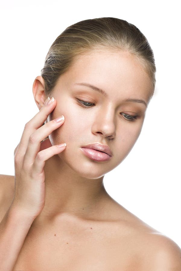 Frontal Closeup Clean Beauty Portrait of a Blond Stock Photo - Image of ...