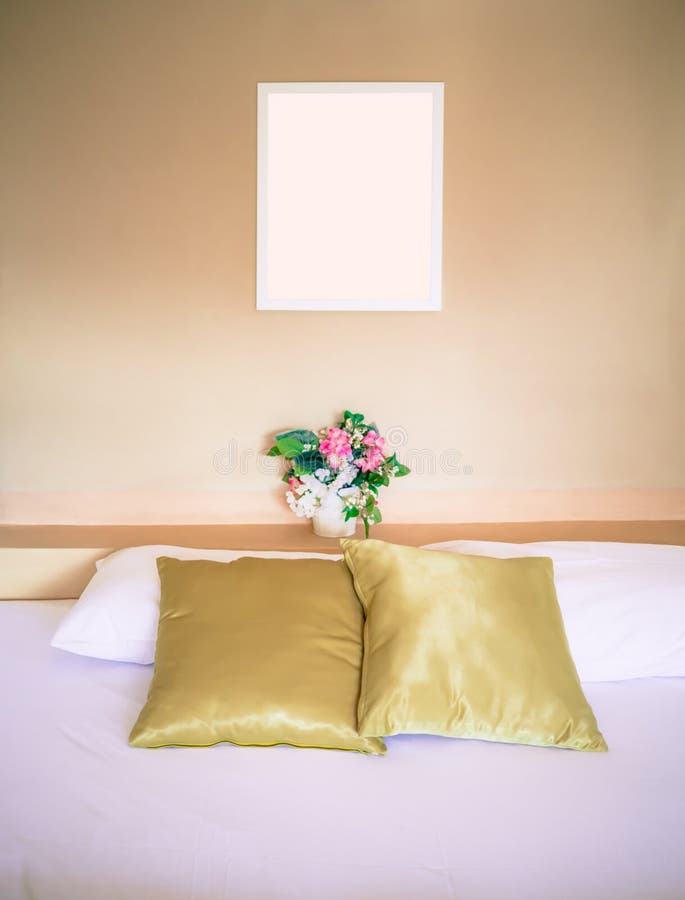 Clean Bed, Well Decorated, in Warm Tone Stock Photo - Image of bedroom ...