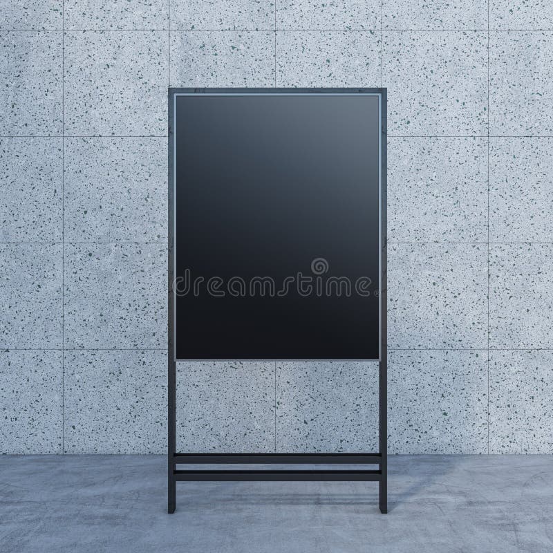Clean Black Banners on Concrete Wall Background. Billboard, Exhibition ...