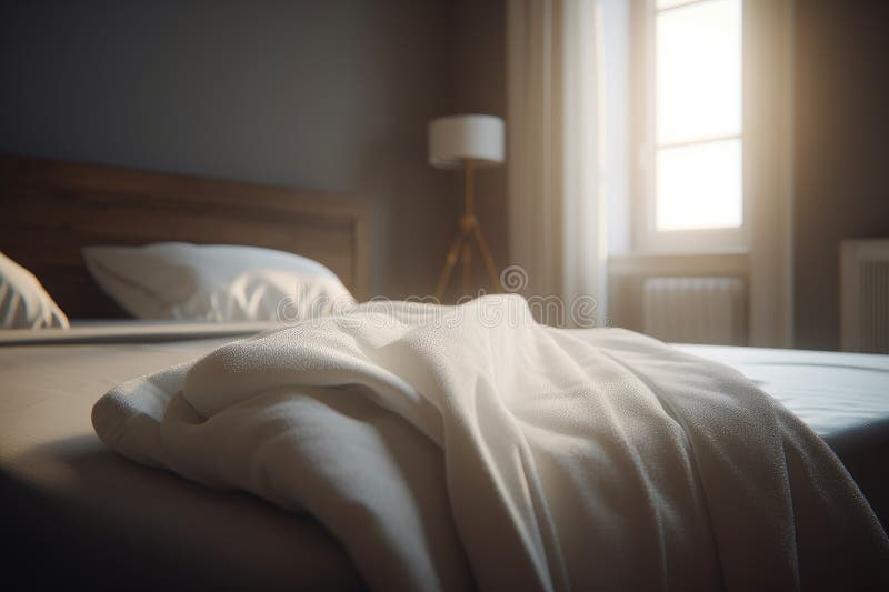 Clean Blank Bed Morning. Generate Ai Stock Illustration - Illustration ...