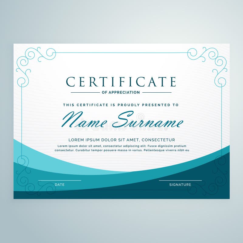 Clean Blue Certificate of Appreciation Template Design Stock Vector - Illustration of clean ...