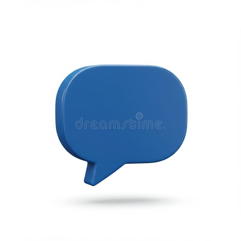 3D Blue Speech Bubble Blank Message Icon Design Chat Talk Shape Symbol ...